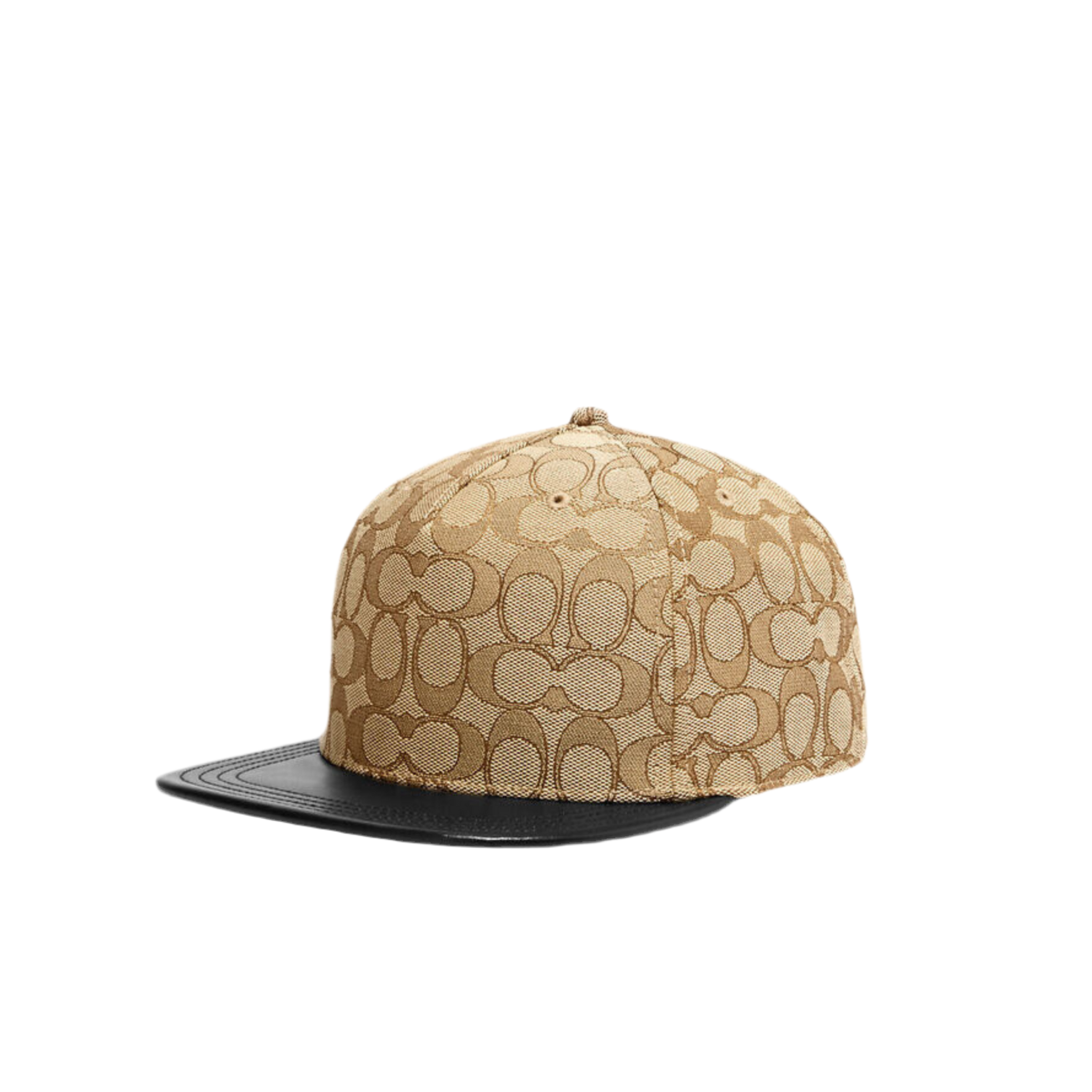Coach Unisex Signature Jacquard Flat Brim Cap - Khaki