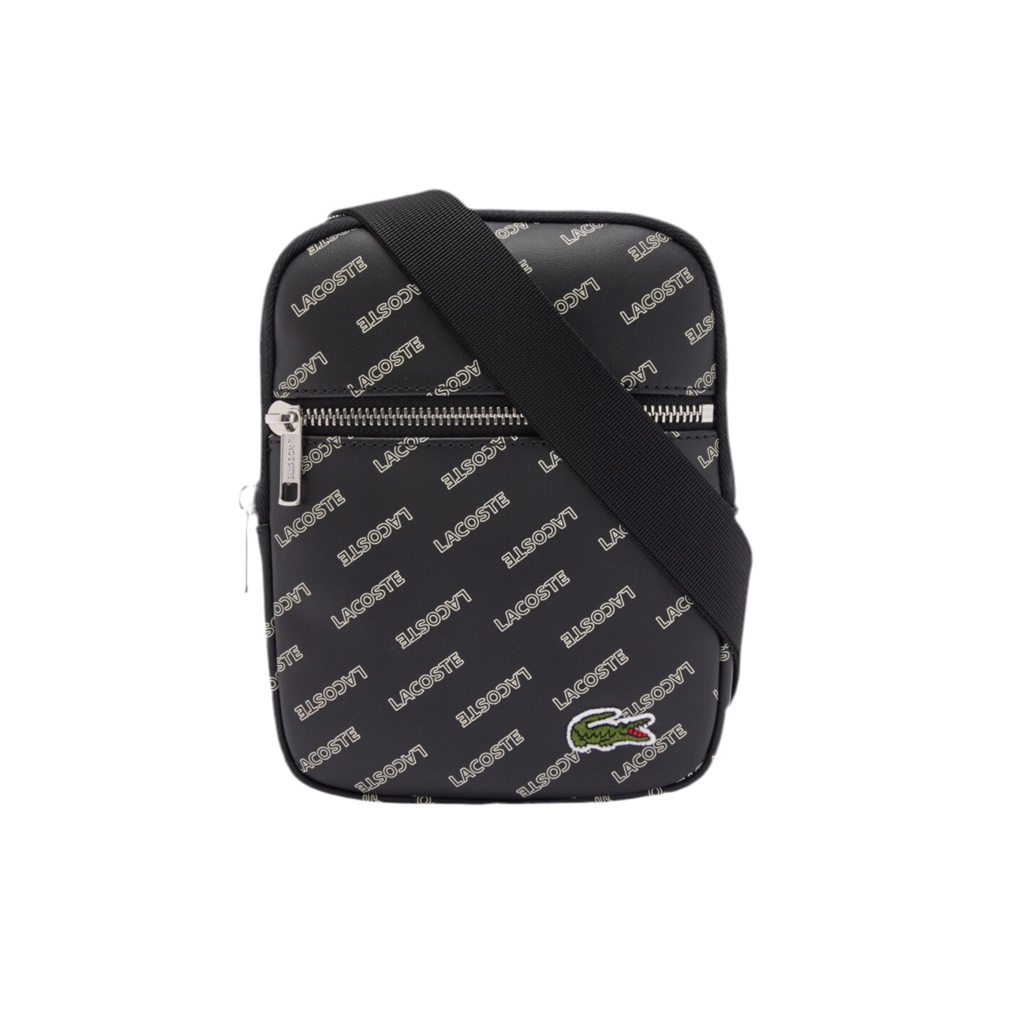 Lacoste LCST Logo Print Satchel - Black
